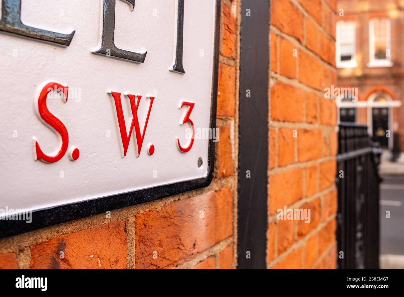 LONDON- JANUARY 14, 2025: SW3 postcode on sign in Royal Borough of ...