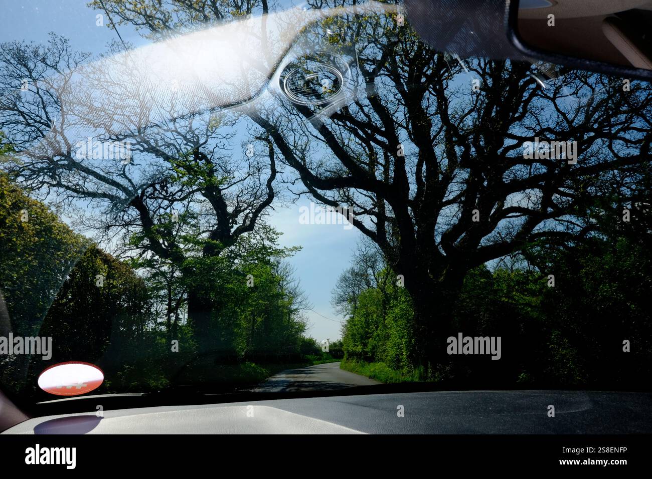 Out for drive car views through front windscreen Stock Photo - Alamy