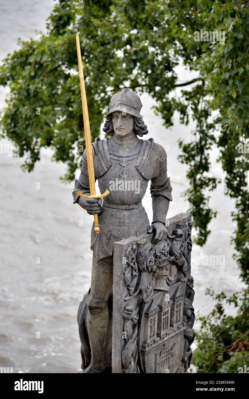 Statue of Bruncvik by Ludvik Simek mounted on the south side of Charles ...