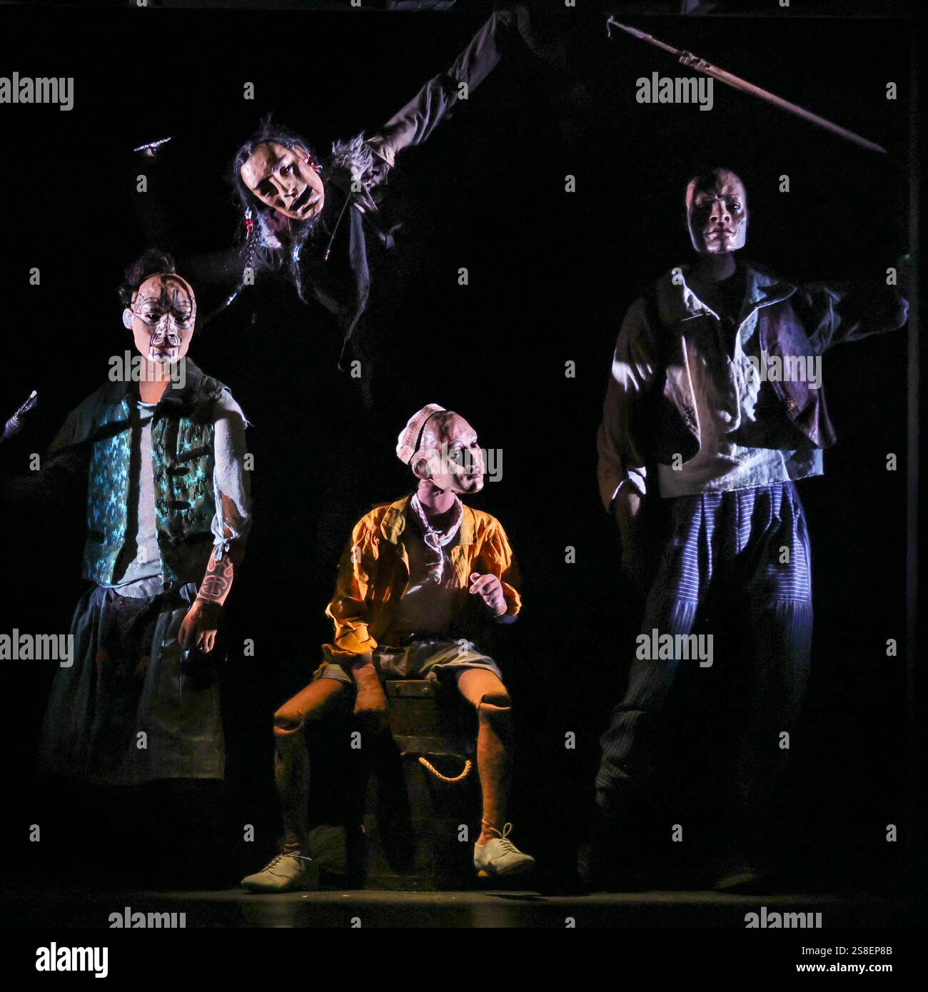 London, UK. 22nd Jan, 2025. The ensemble and puppets in a scene, Julian ...