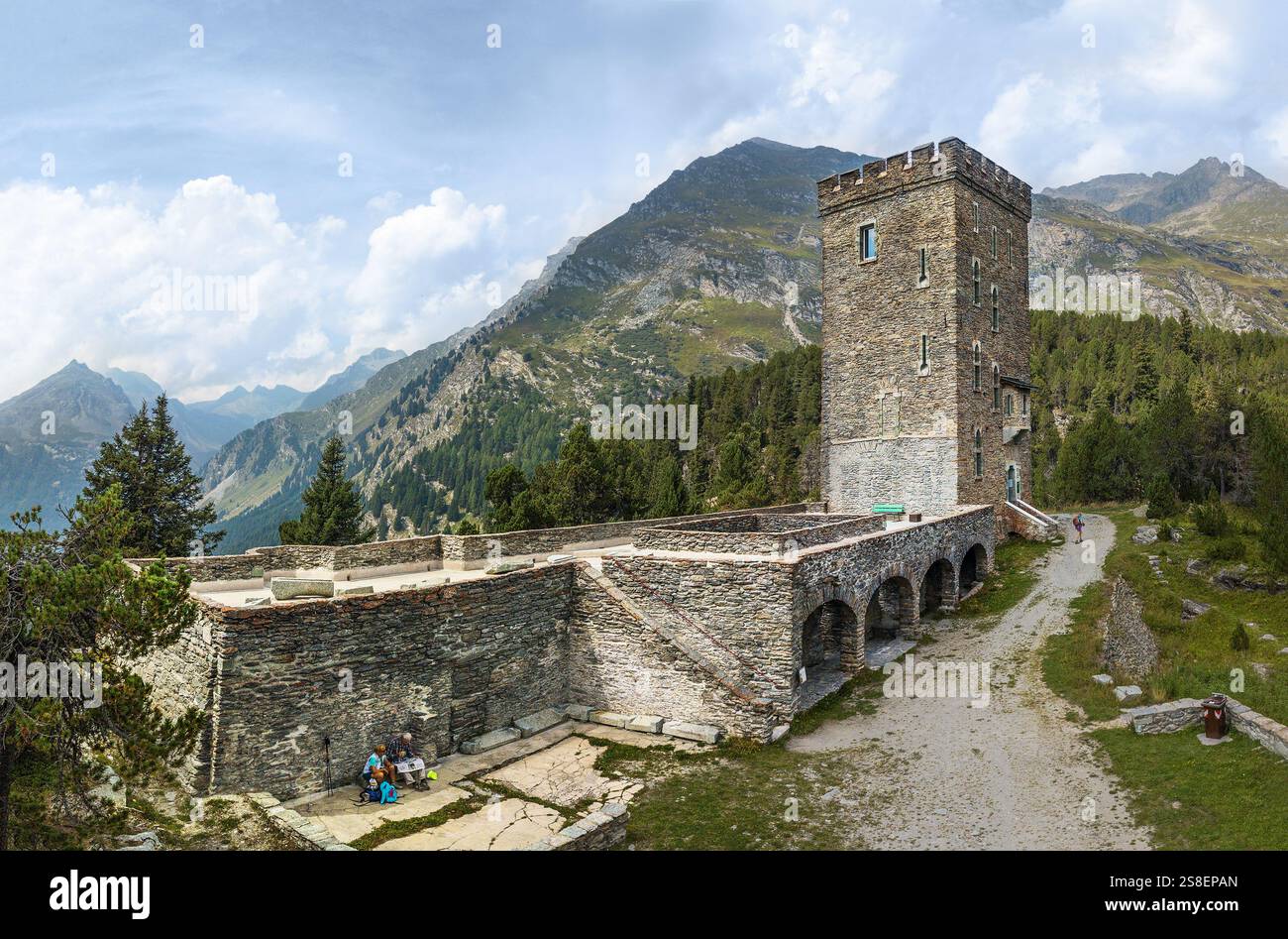 Maloja, Switzerland - August 25. 2023: Tower of Belvedere - an old ...