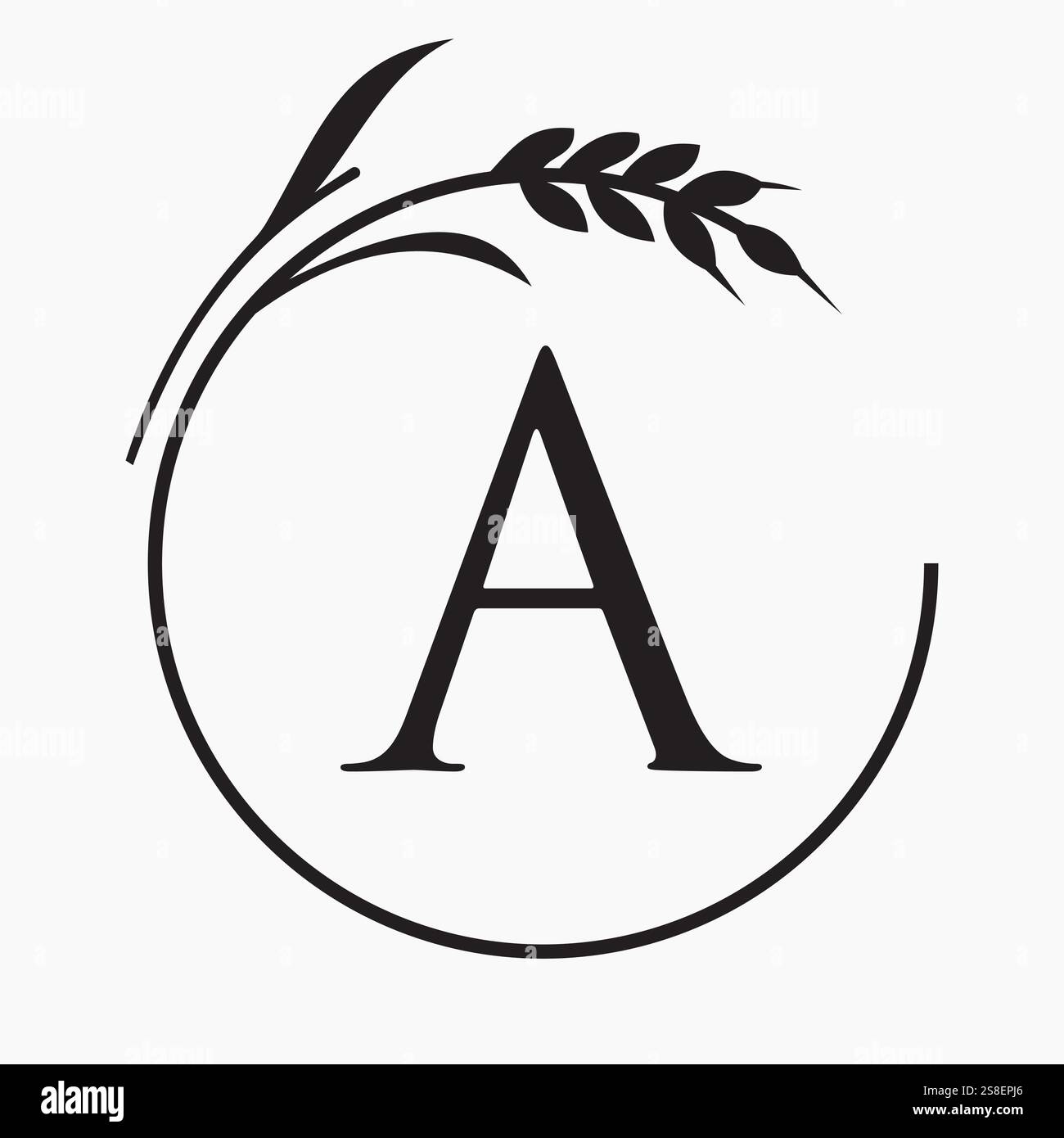 Monogram Letter A Bakery Logo Concept With Grain Wheat Symbol Vector ...