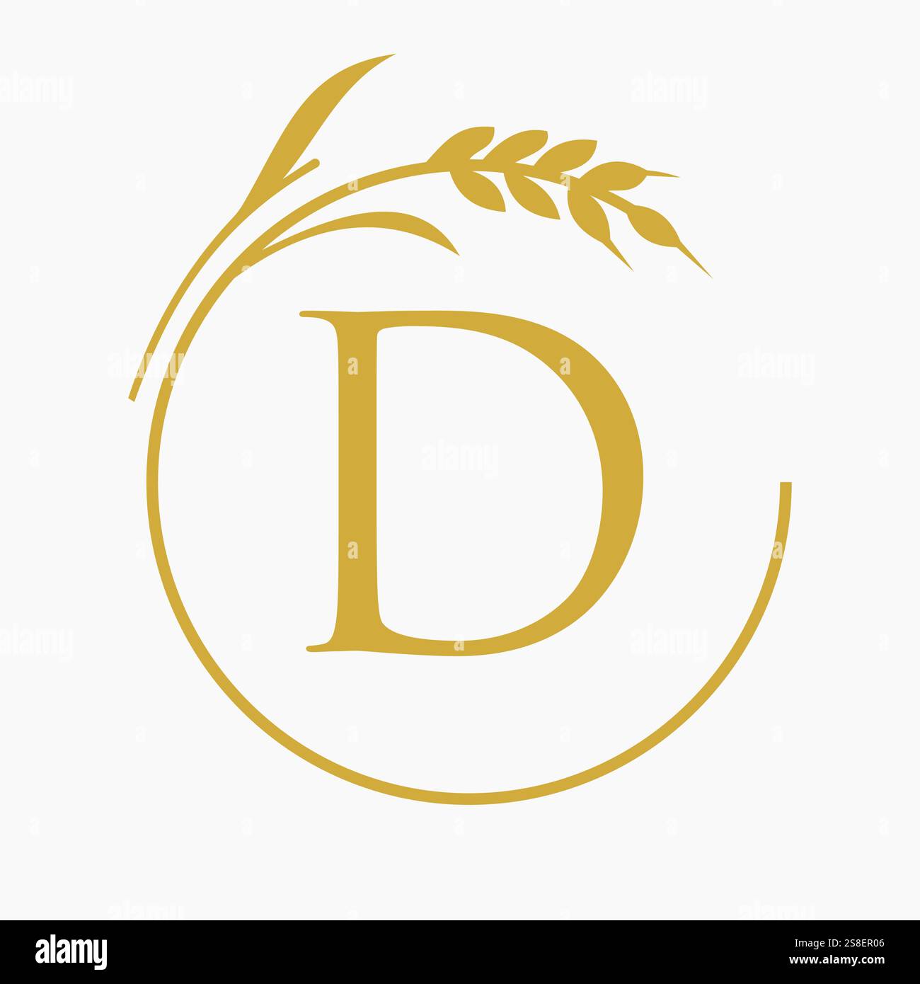 Monogram Letter D Bakery Logo Concept With Grain Wheat Symbol Vector ...
