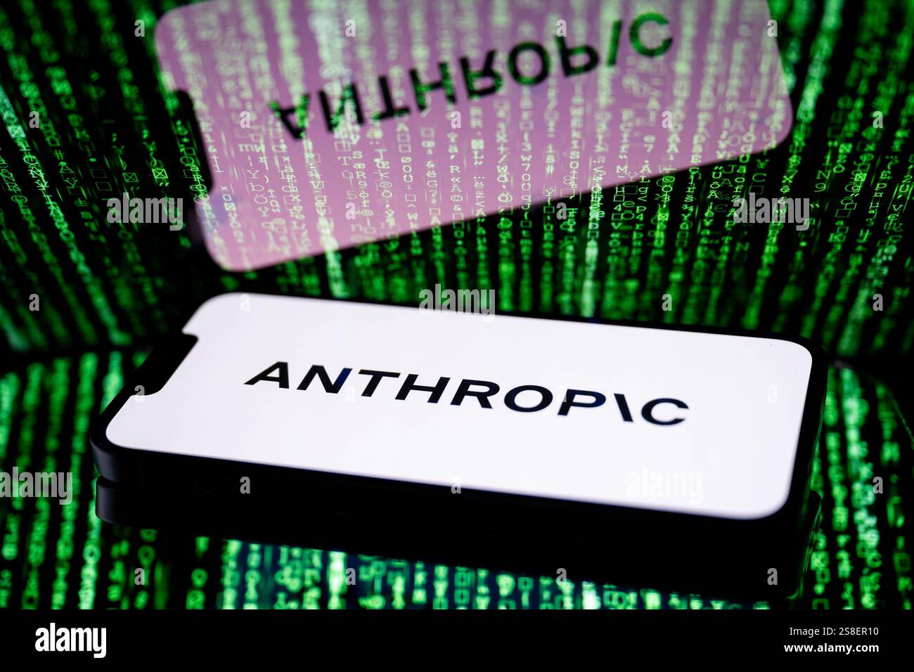 In this photo illustration, the Anthropic AI logo seen displayed on a ...
