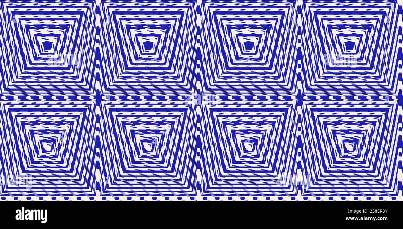 Geometric indigo shape seamless border. Irregular hand drawn batik ...