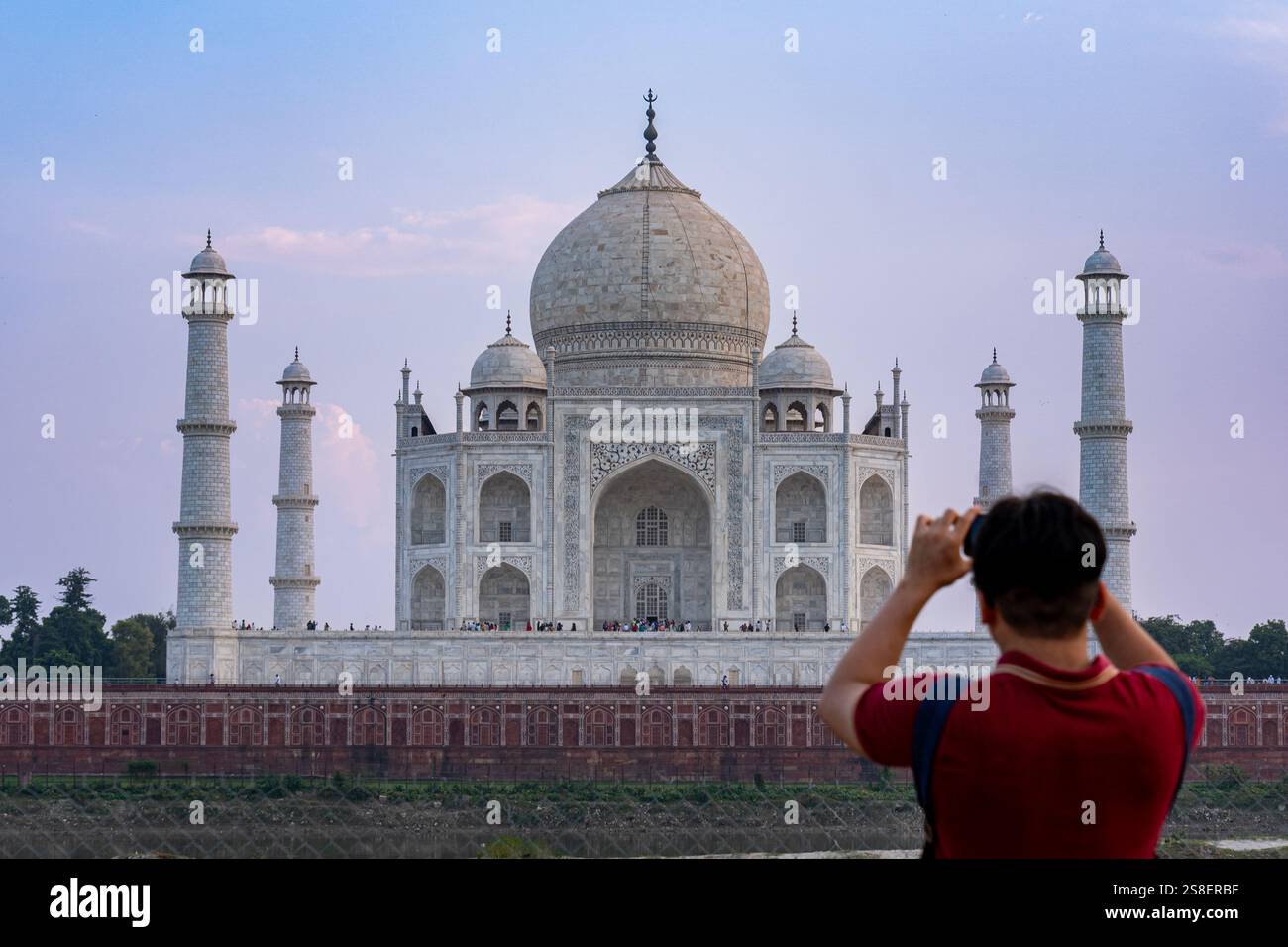 India. Uttar Pradesh state. Agra. Taj Mahal. White marble mausoleum ...