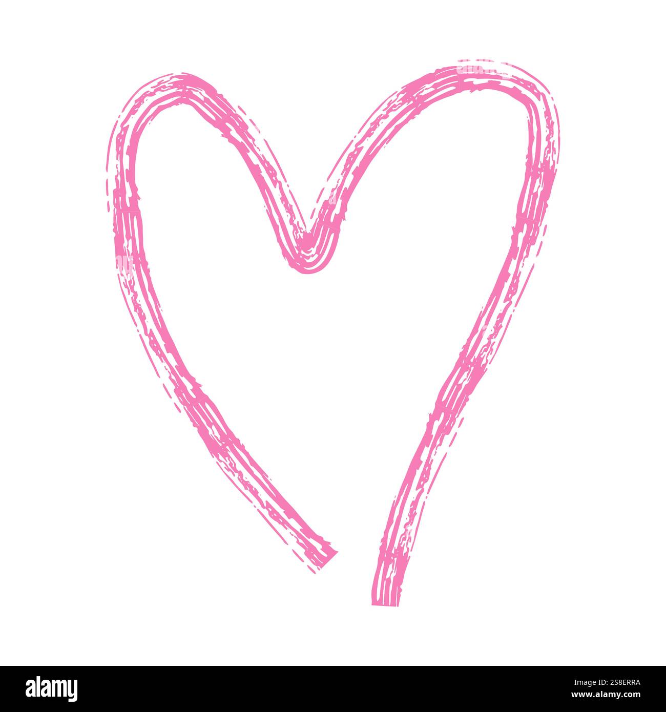 Valentine's Day heart made with a dry, rough-textured brush. Pink ...
