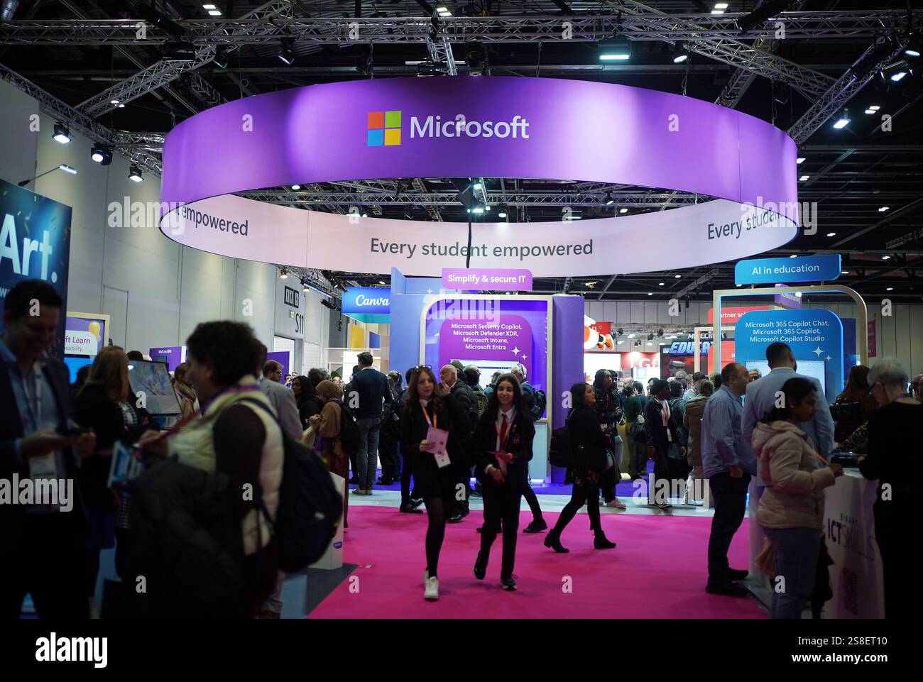 Exhibitor Microsoft at the annual British Educational Training and Technology conference at ...