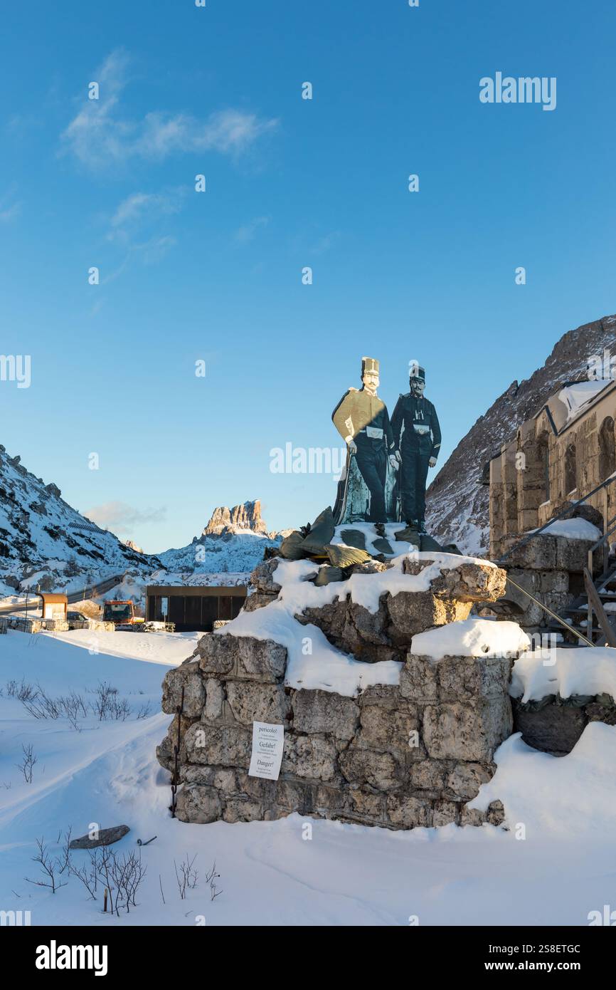 Figures of Austrian soldiers near the Museum of the Tre Sassi Fort ...