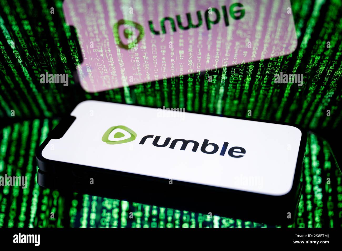 Poland. 22nd Jan, 2025. In this photo illustration, a Rumble logo seen ...