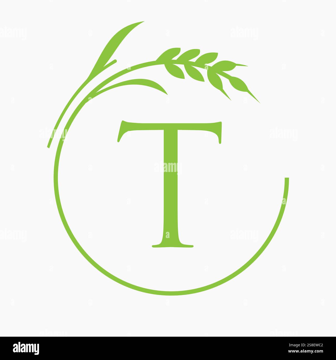 Monogram Letter T Bakery Logo Concept With Grain Wheat Symbol Vector ...