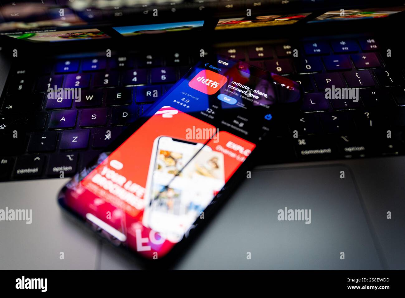 Poland. 22nd Jan, 2025. In this photo illustration, a Rednote app logo seen displayed on a ...