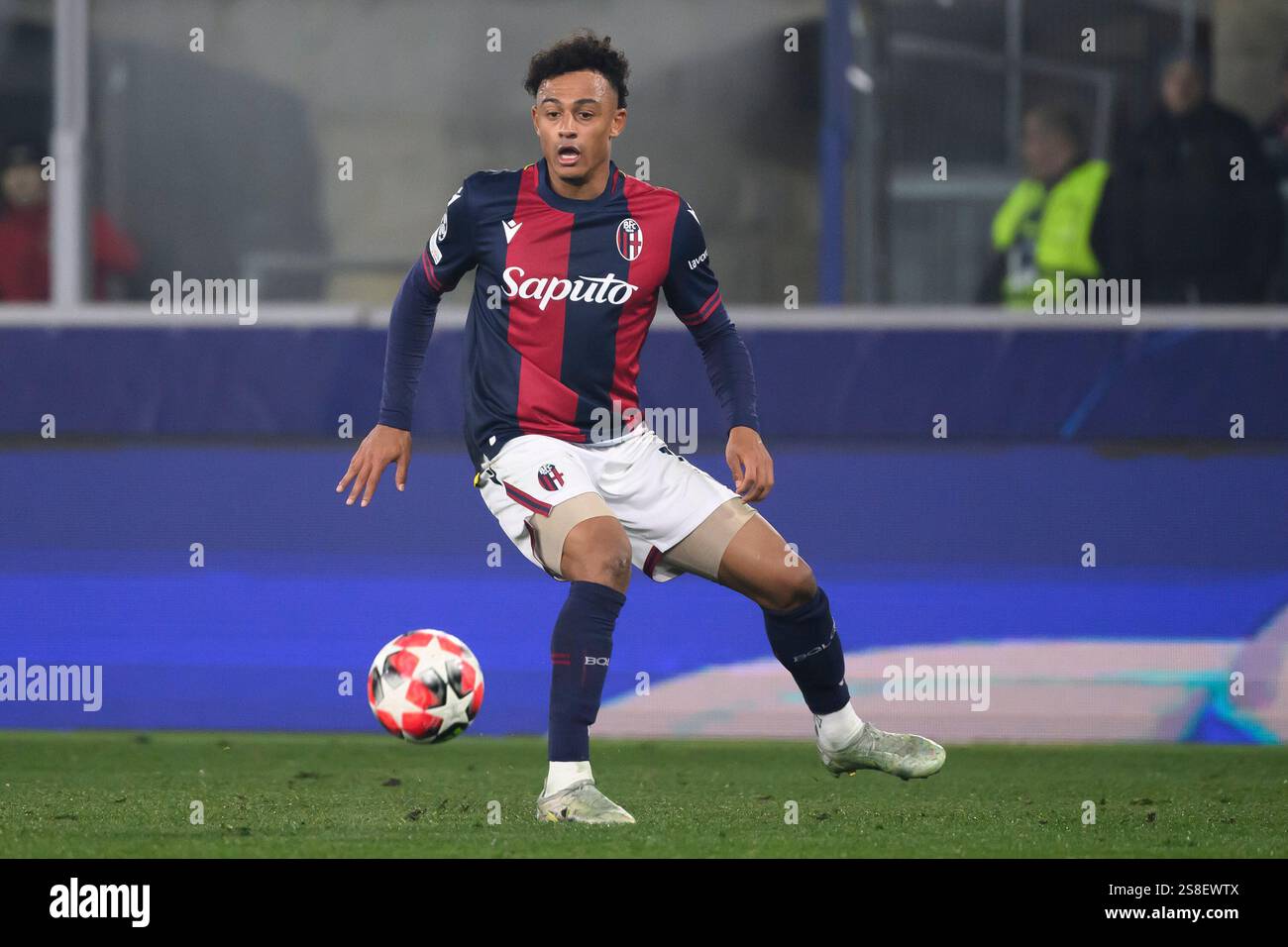 Dan Ndoye of Bologna FC in action during the Champions League football ...