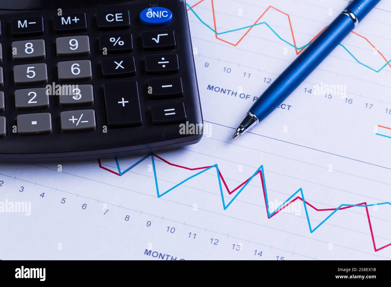 Graphs and Calculator Stock Photo - Alamy