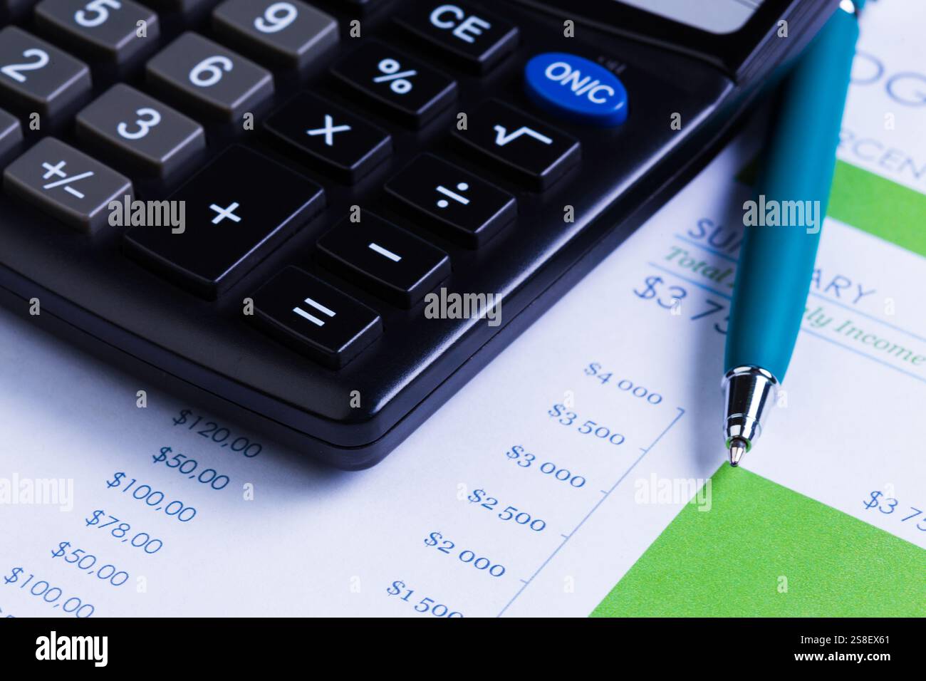 Graphs and Calculator Stock Photo - Alamy