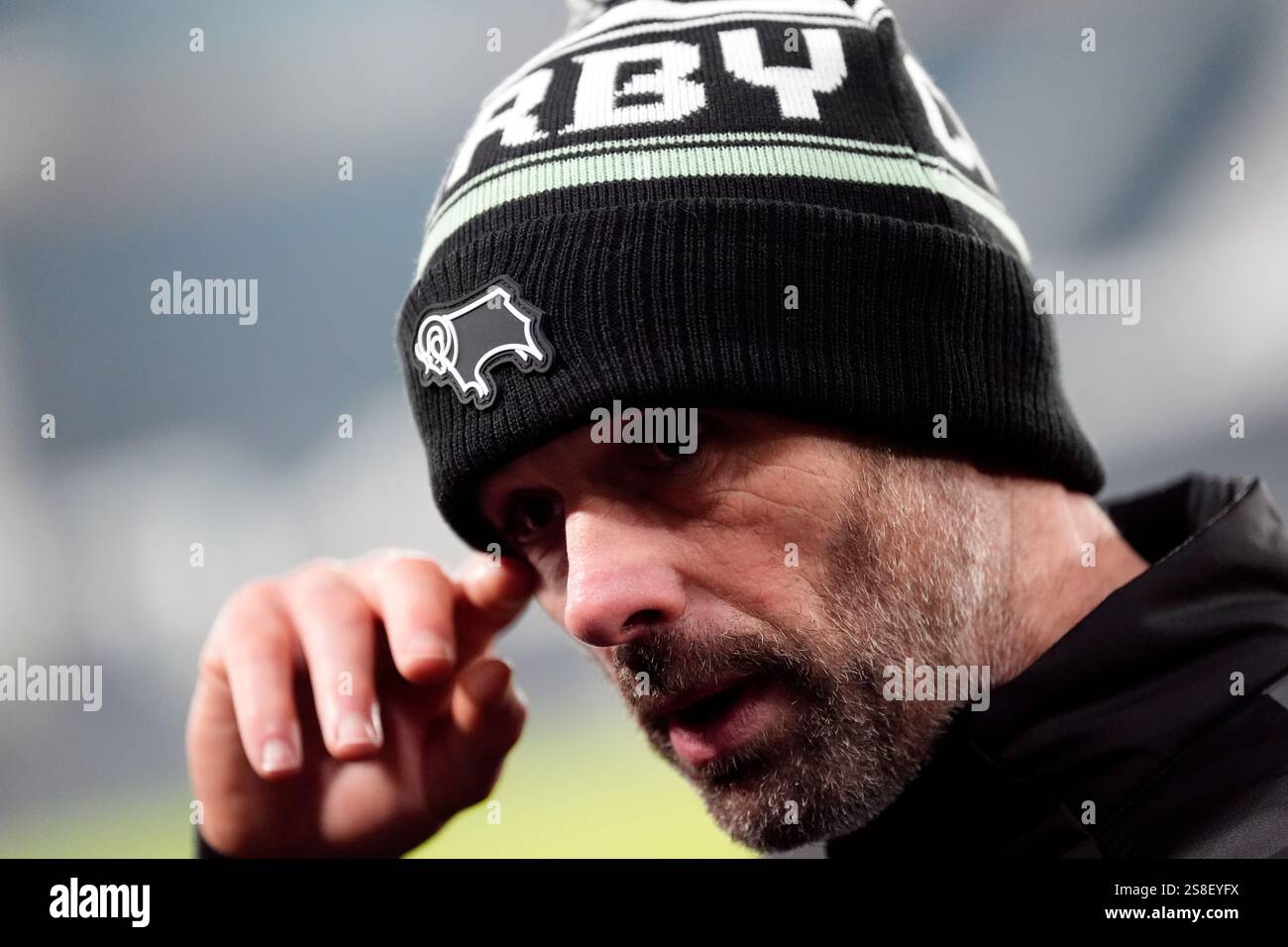 Derby County manager Paul Warne is interviewed after the Sky Bet ...