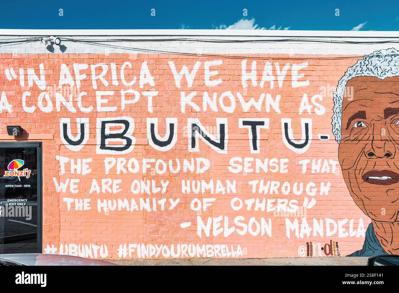 Outdoor mural with Nelson Mandela quote in Atlanta, Georgia, USA Stock ...
