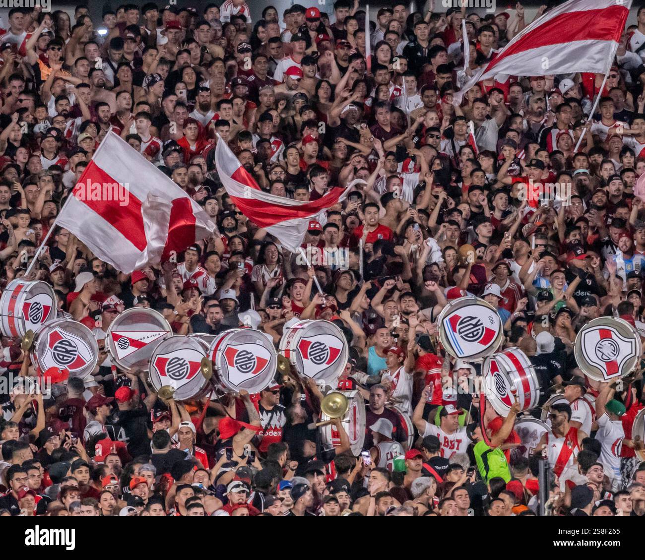 Club Atletico River Plate fans in the stands of the Mas Monumental ...