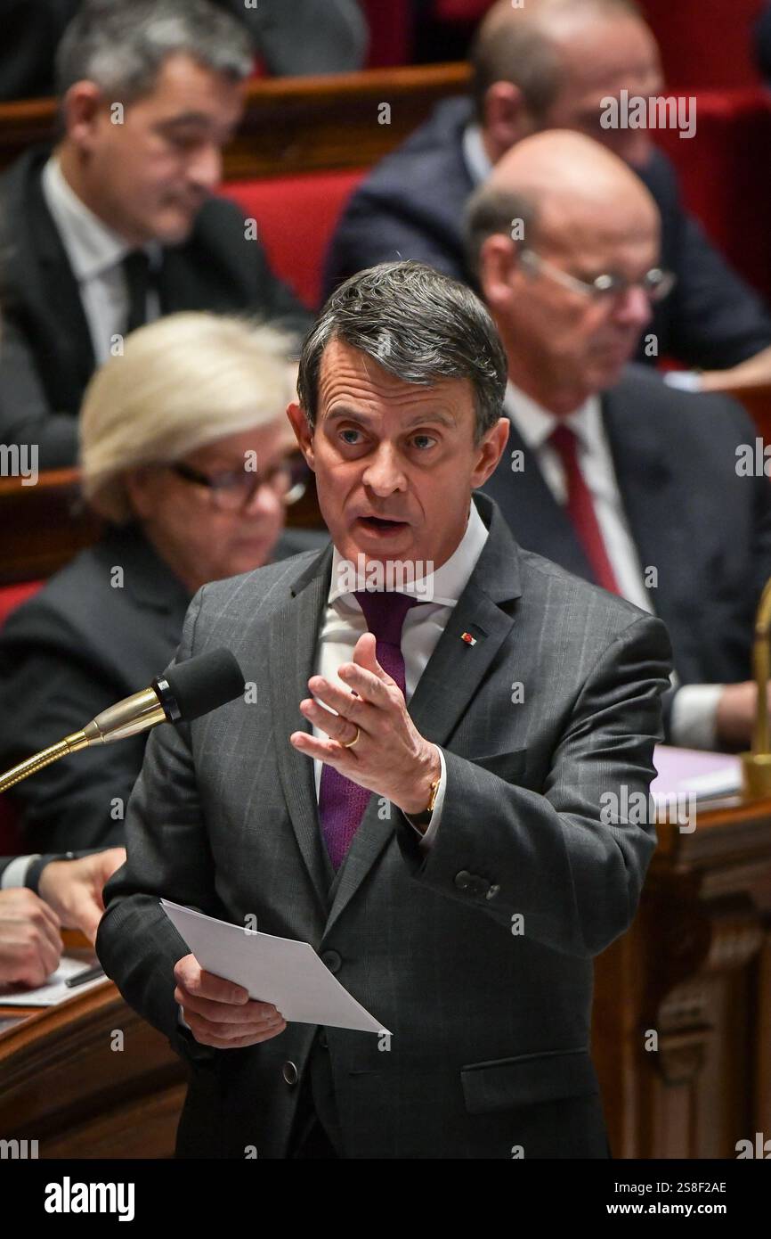 Paris, France. 22nd Jan, 2025. French Minister of Overseas Manuel Valls ...