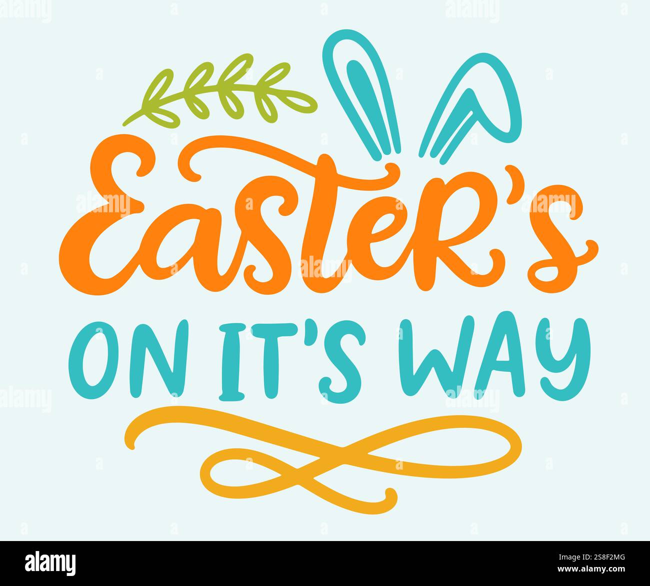 Easter is on its way lettering quote calligraphy Stock Vector Image ...