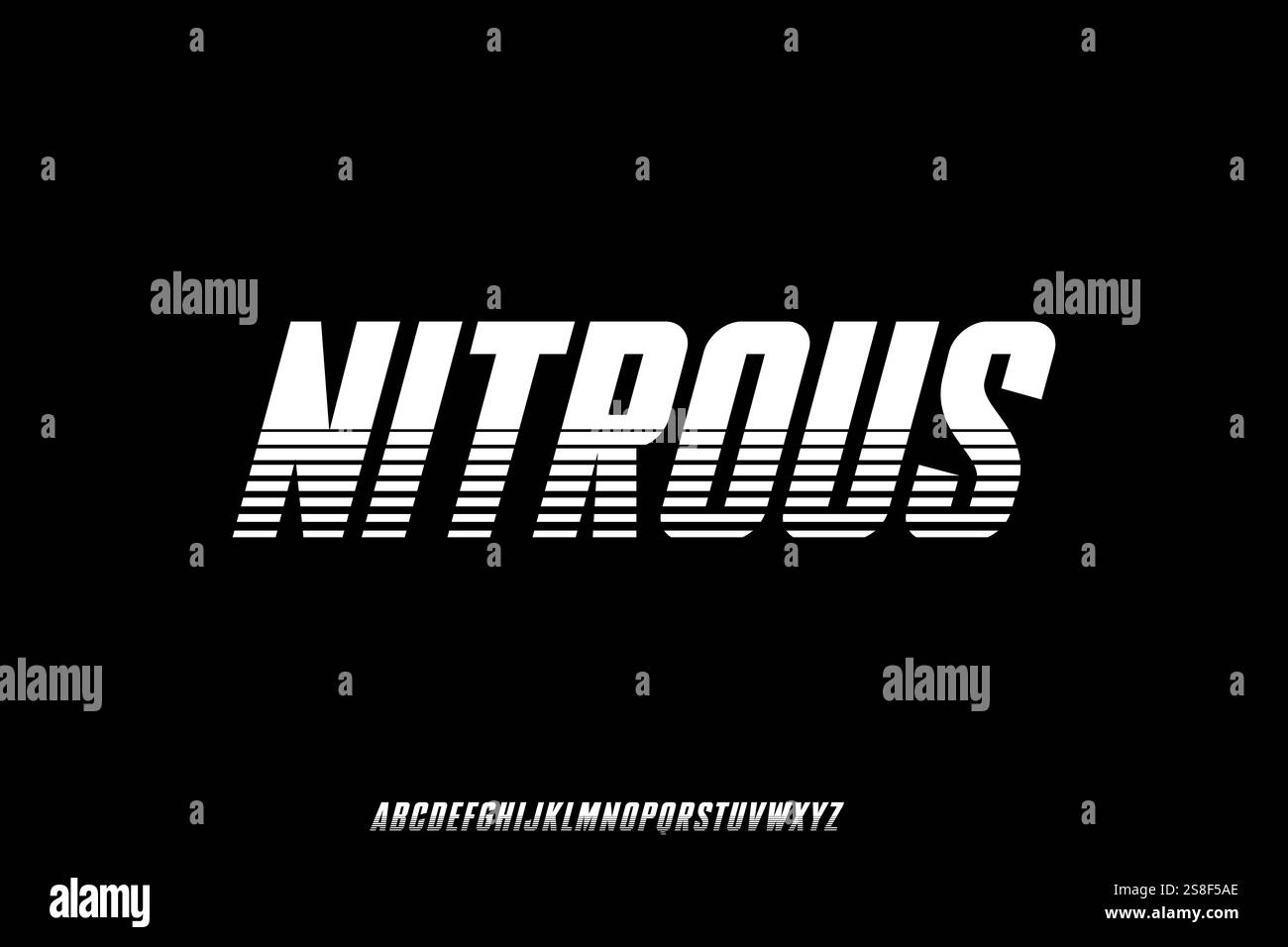 Modern bold slant sans serif alphabet display font vector with stripes speed style Stock Vector ...