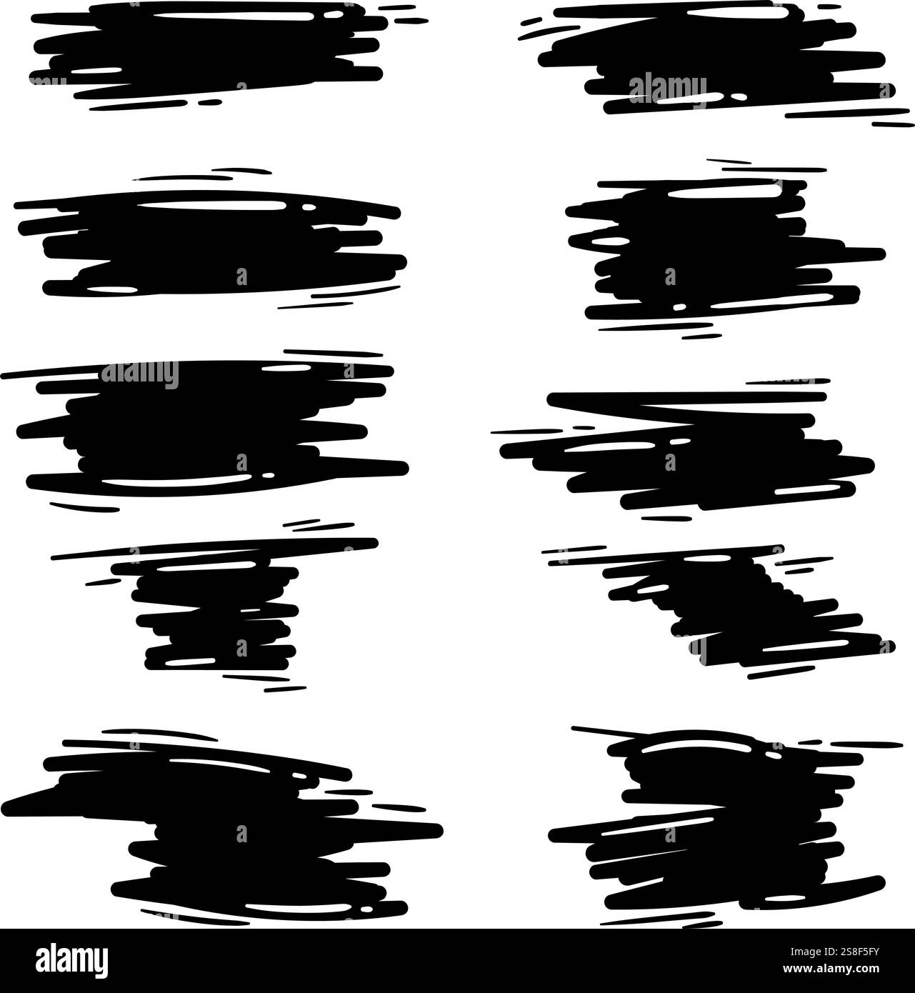 Black marker drawing, strikethrough, grunge. Simple black and white set ...