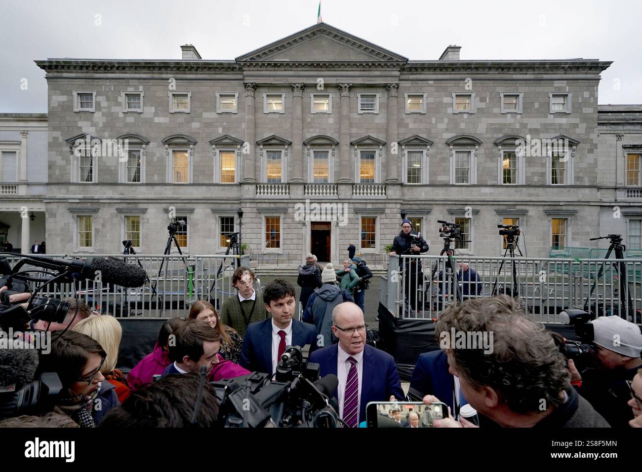 Leader of Aontu Peadar Toibin and Paul Lawless address the media ...