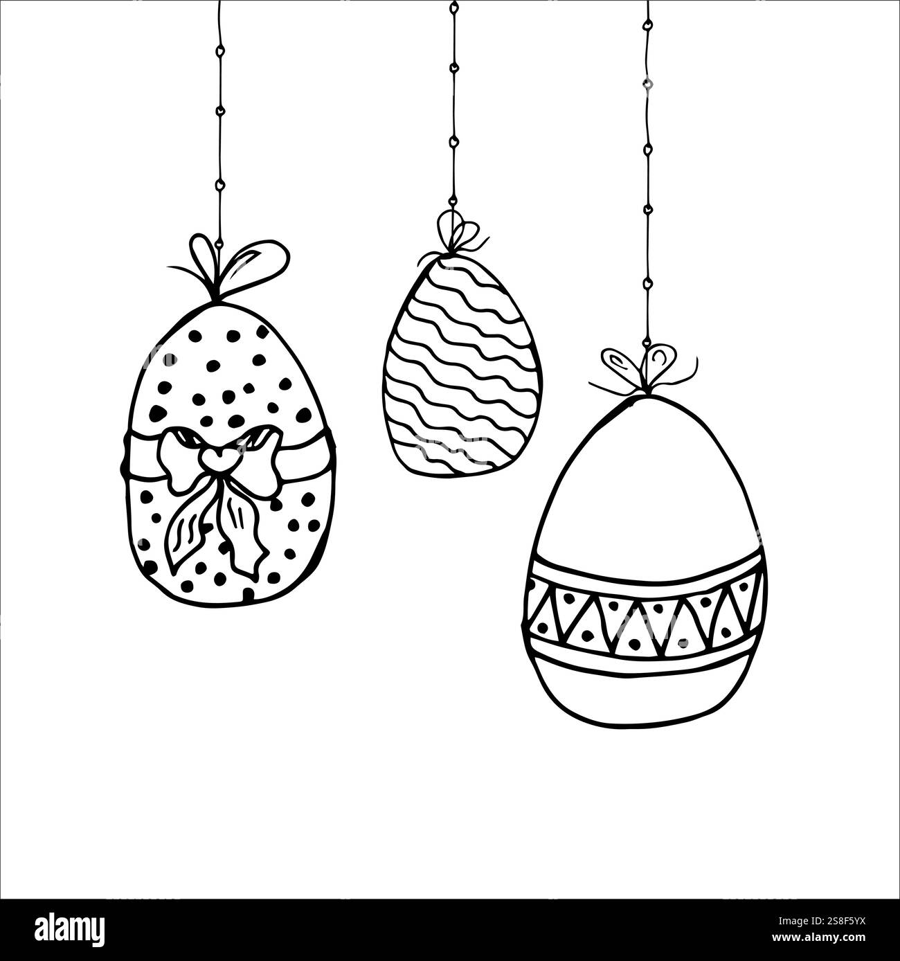 Set of easter eggs. Outline decorative sketches easter eggs for gifts ...