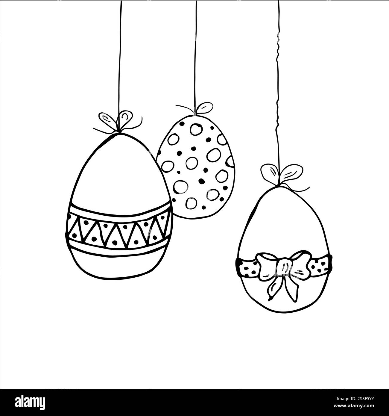 Set of easter eggs. Outline decorative sketches easter eggs for gifts ...