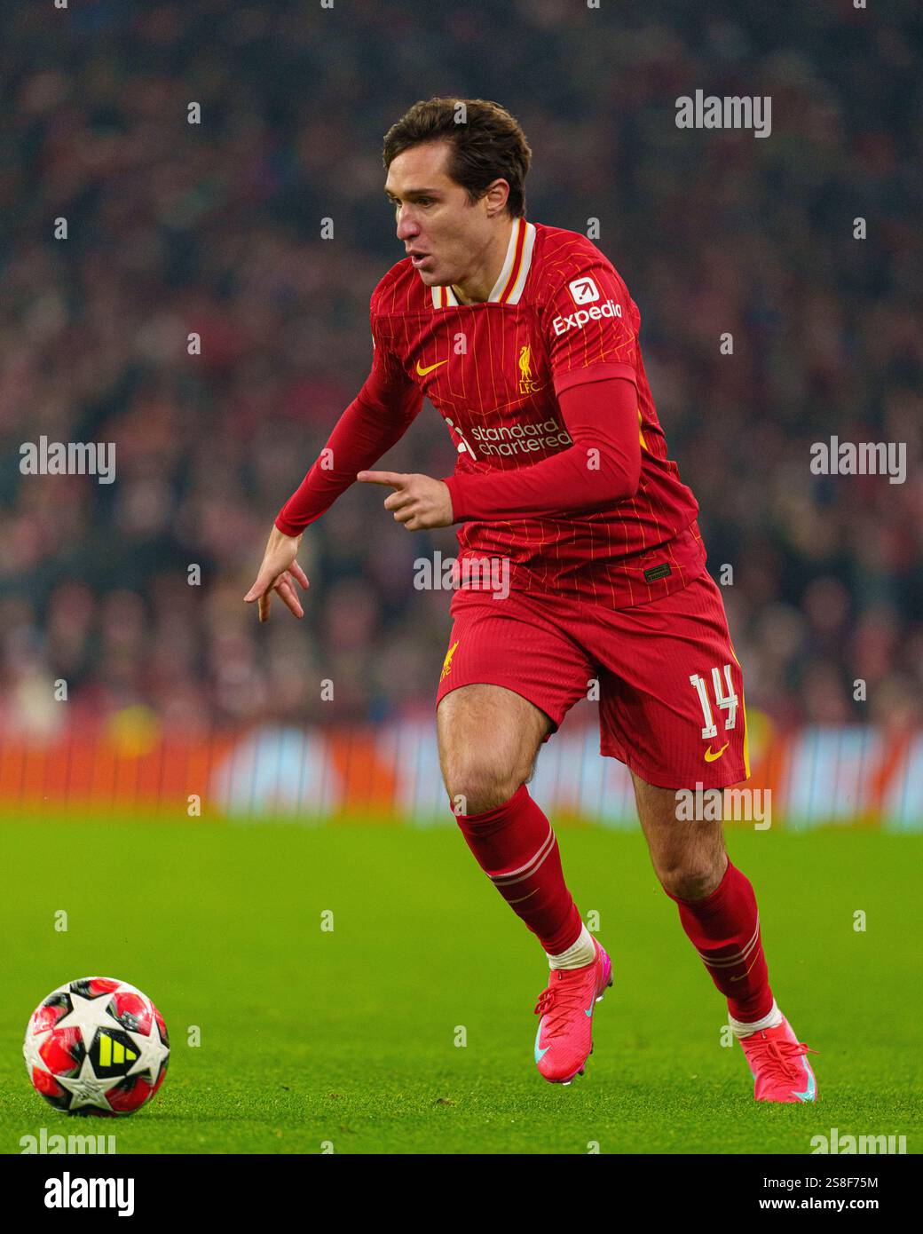 Federico Chiesa of Liverpool is seen in action during the UEFA ...