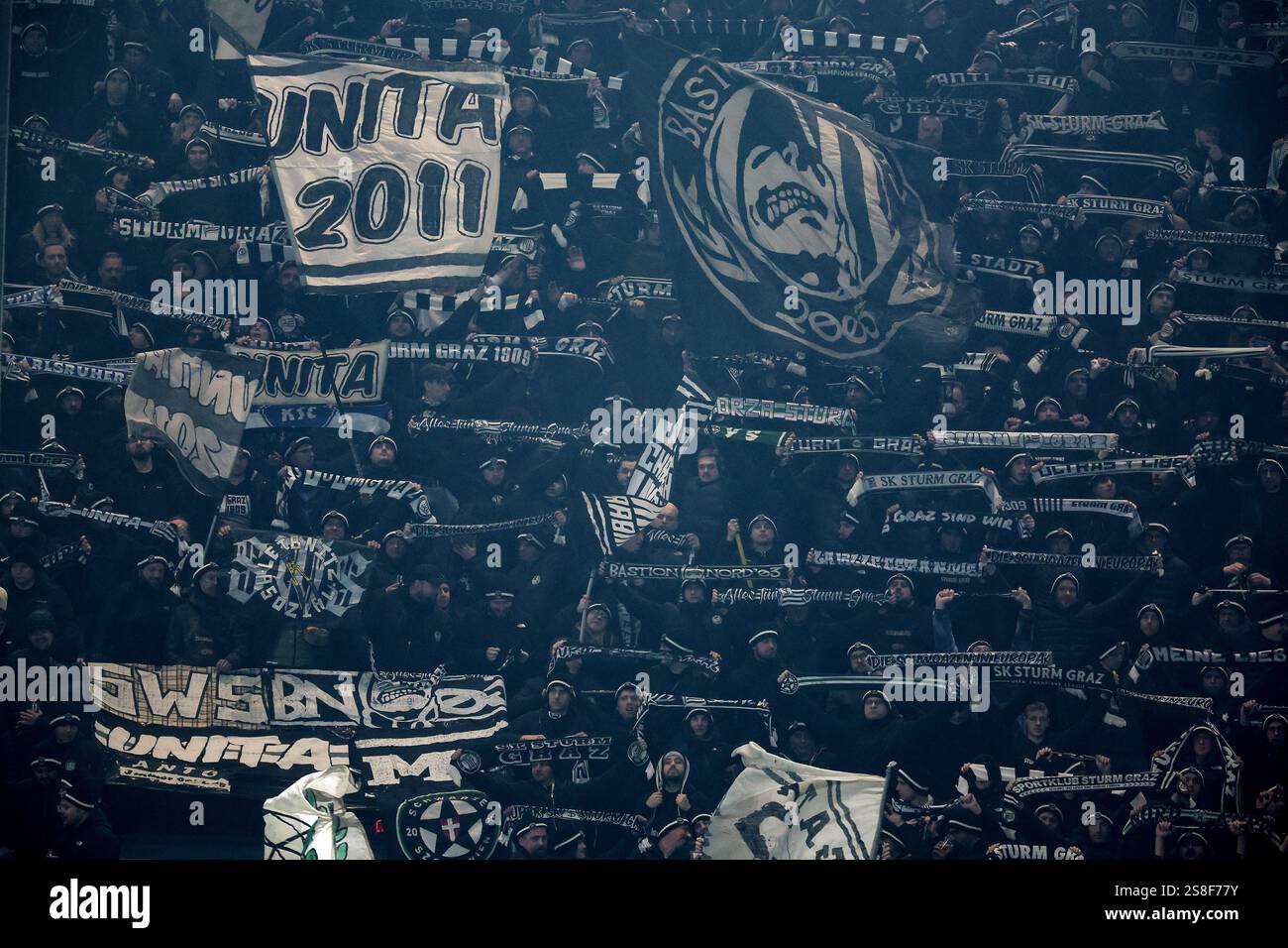 Bergamo, Italy, 21st January 2025. Sturm Graz fans during the UEFA ...