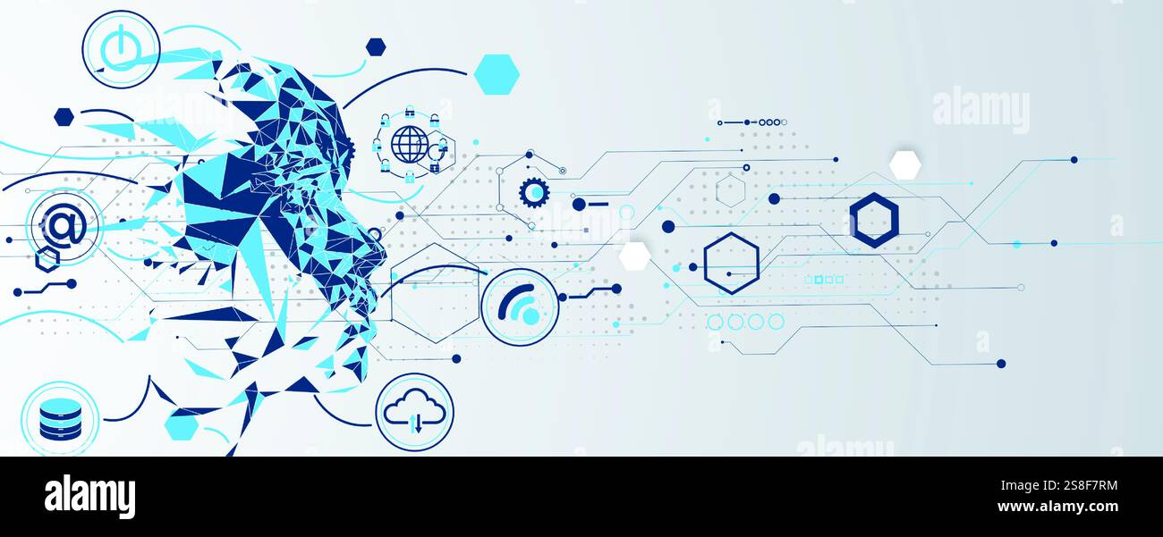 Abstract artificial intelligence. Cloud computing. Machine learning ...