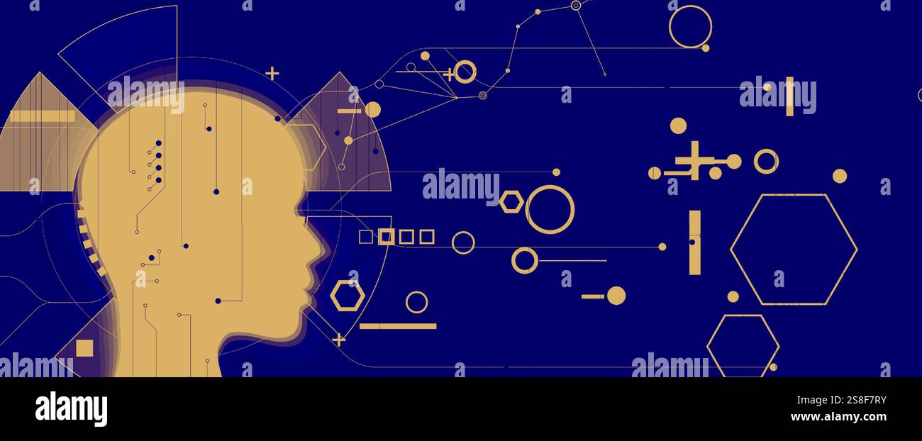 Abstract artificial intelligence. Cloud computing. Machine learning. Technology web background ...