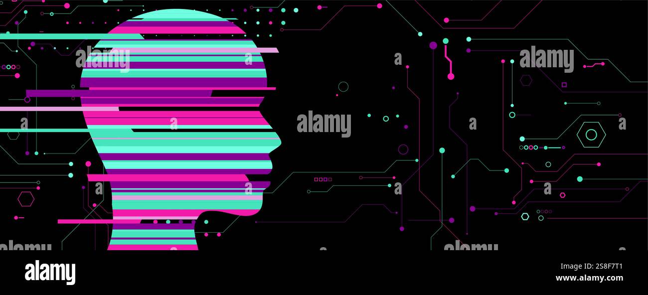 Abstract artificial intelligence. Cloud computing. Machine learning ...