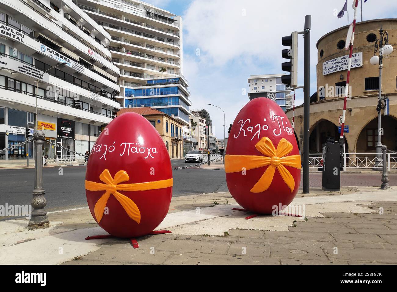 Larnaca, Cyprus - Giant Easter eggs in the city center opposite the ...