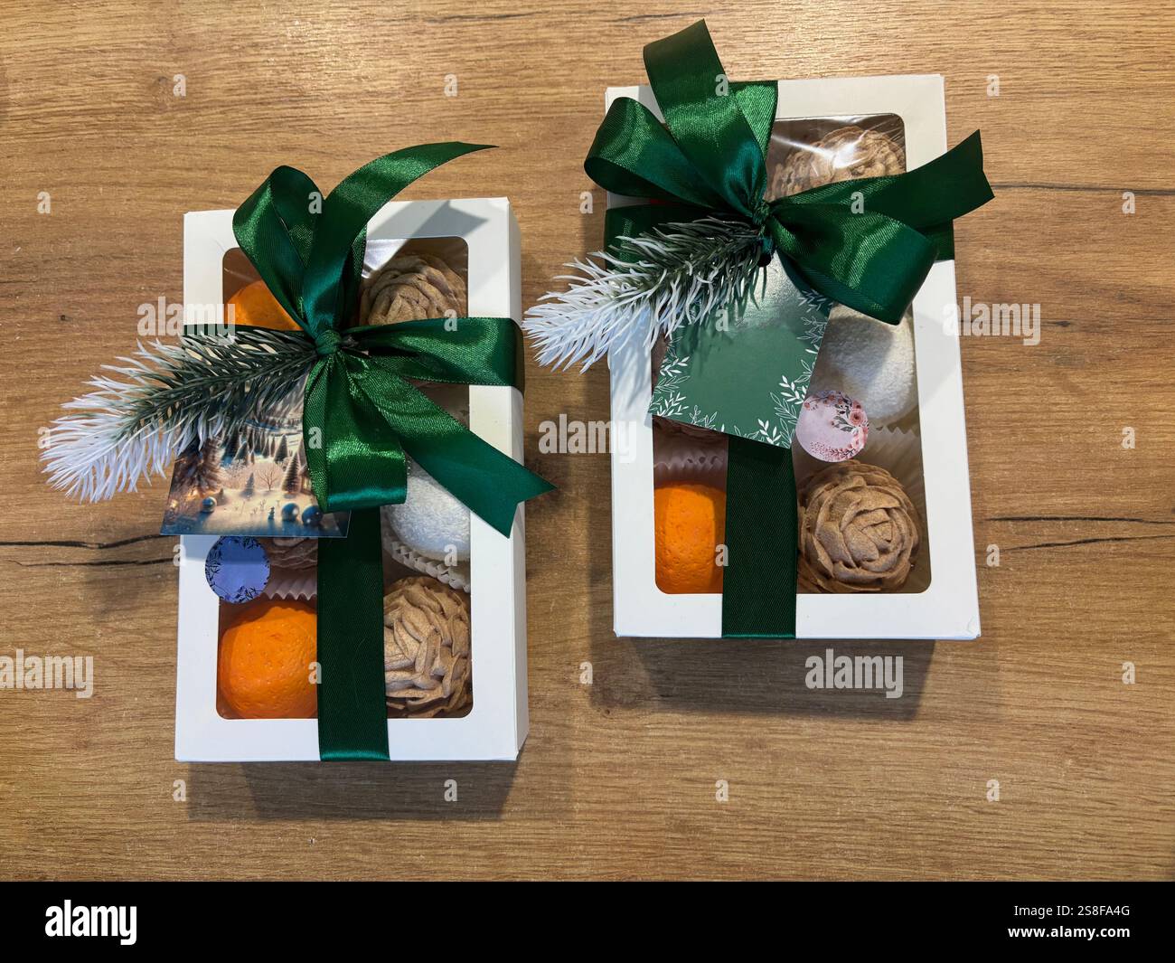 Marshmallows in gift boxes. Homemade marshmallows shaped like cones and ...