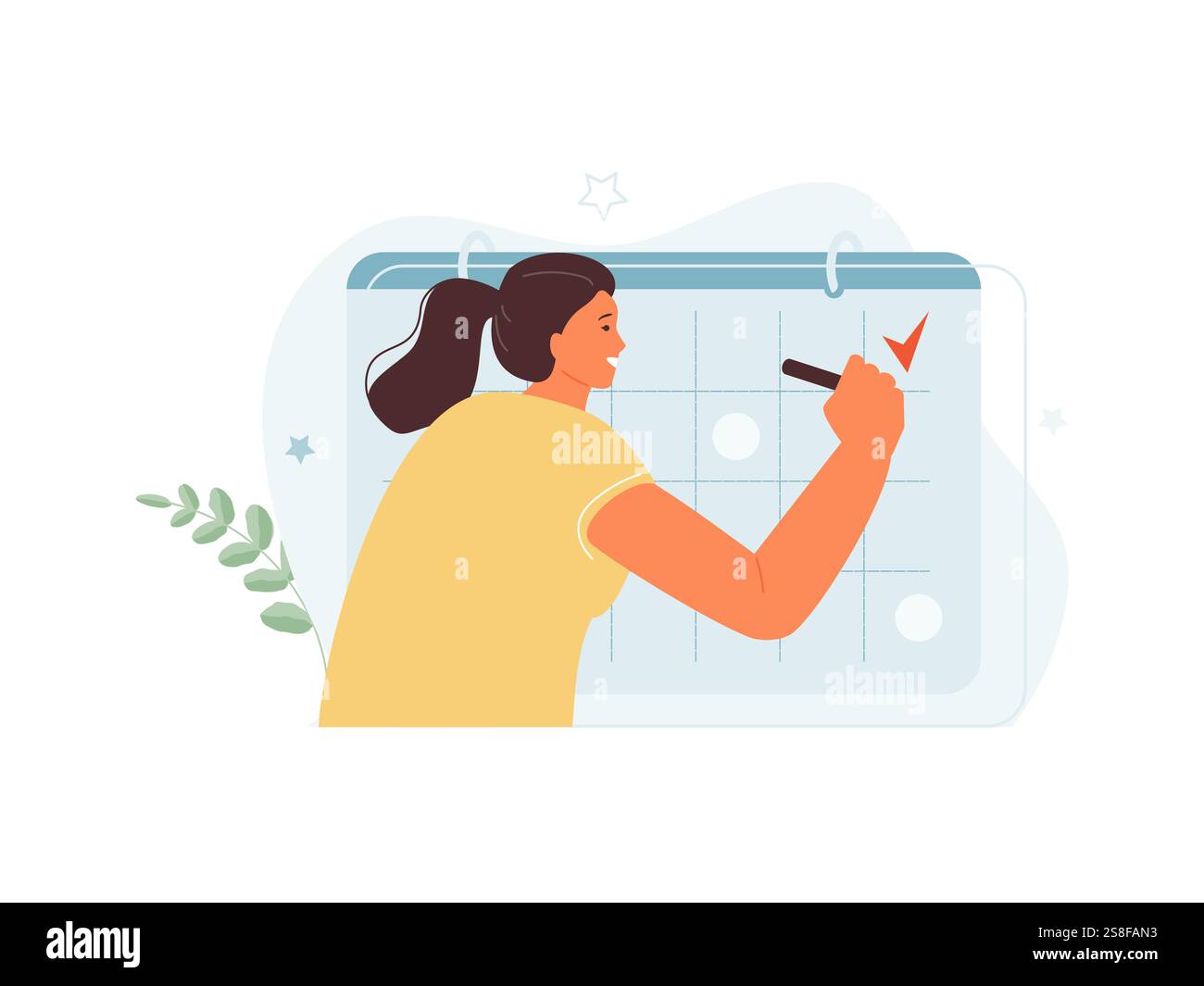 Business girl at the clipboard notes the list of tasks. Planning ...