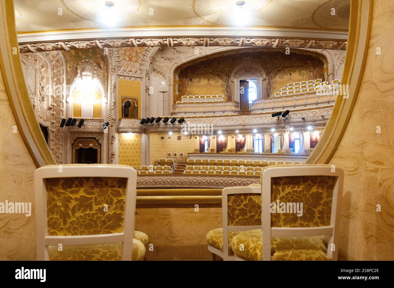 Interior view of the historic Vichy opera house showcasing Art Nouveau ...