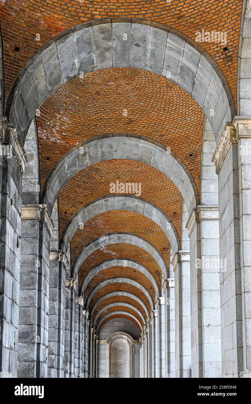 Ancient arches in a porch of the Royal Palace, Madrid, Spain Stock ...