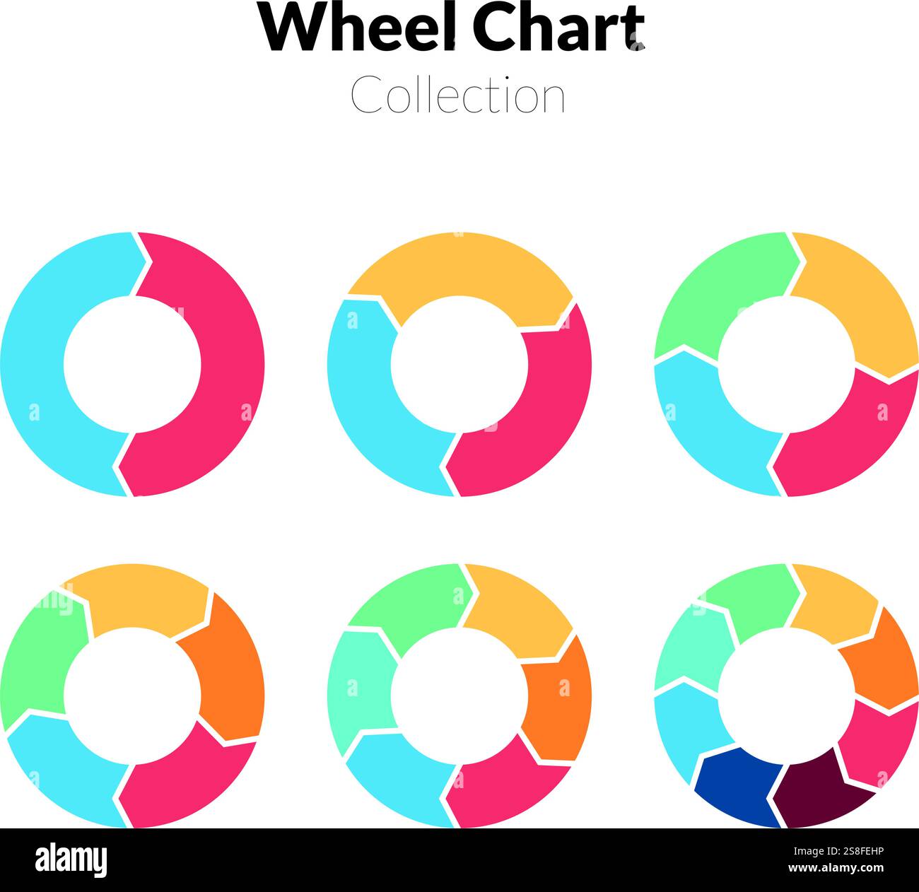 Wheel charts dividing information into parts for strategic analysis ...