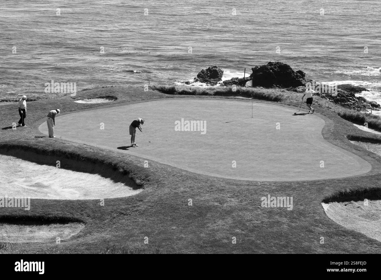 High angle view of a golf course, Pebble Beach Golf Course, California ...