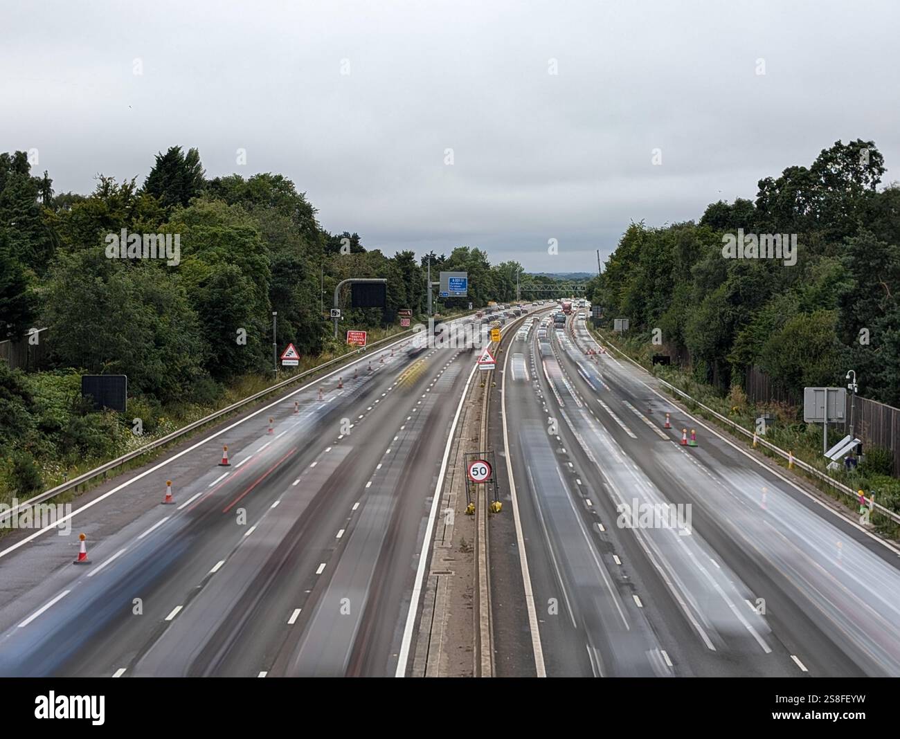 Views along the M3 motorway near Camberley in Surrey Stock Photo - Alamy