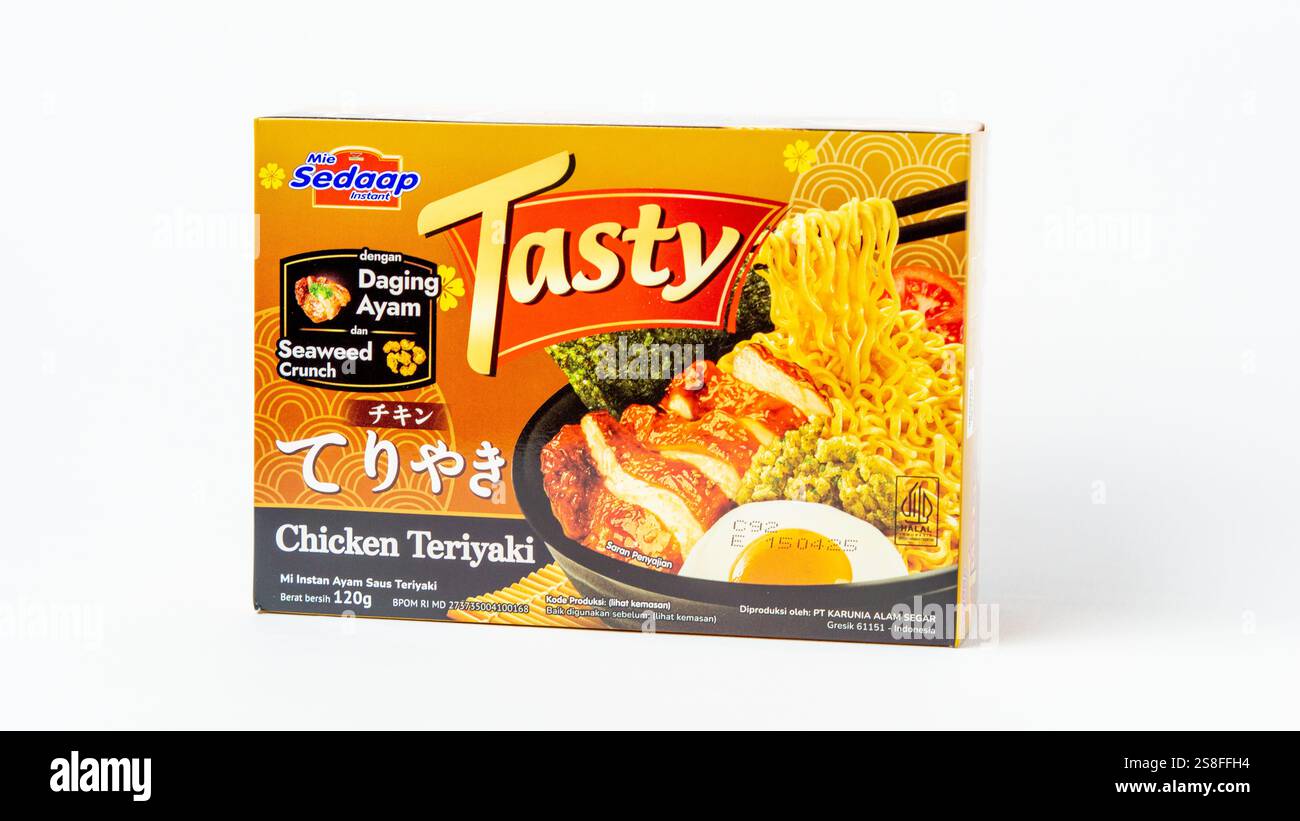 Mie Sedaap Tasty instant noodles in supermarket. Mie Sedaap is famous ...