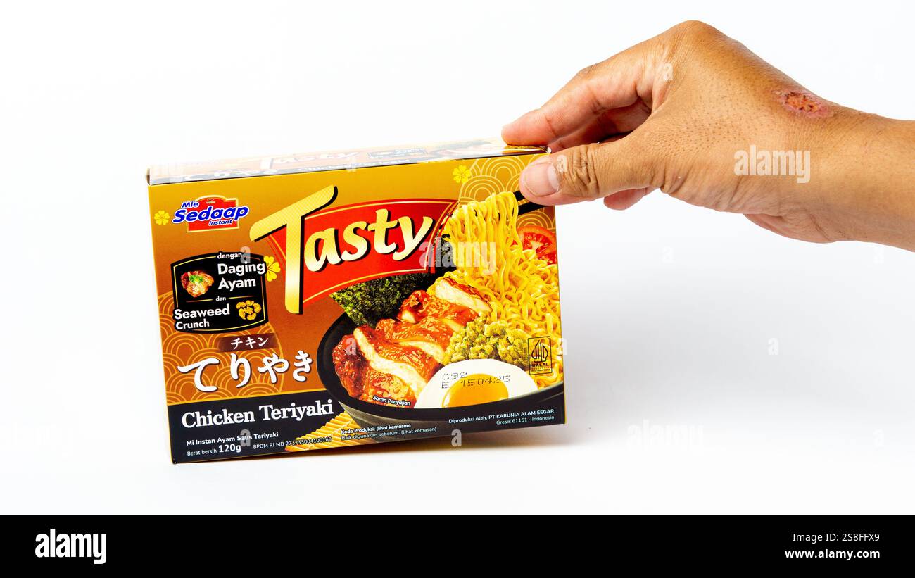 Mie Sedaap Tasty instant noodles in supermarket. Mie Sedaap is famous ...