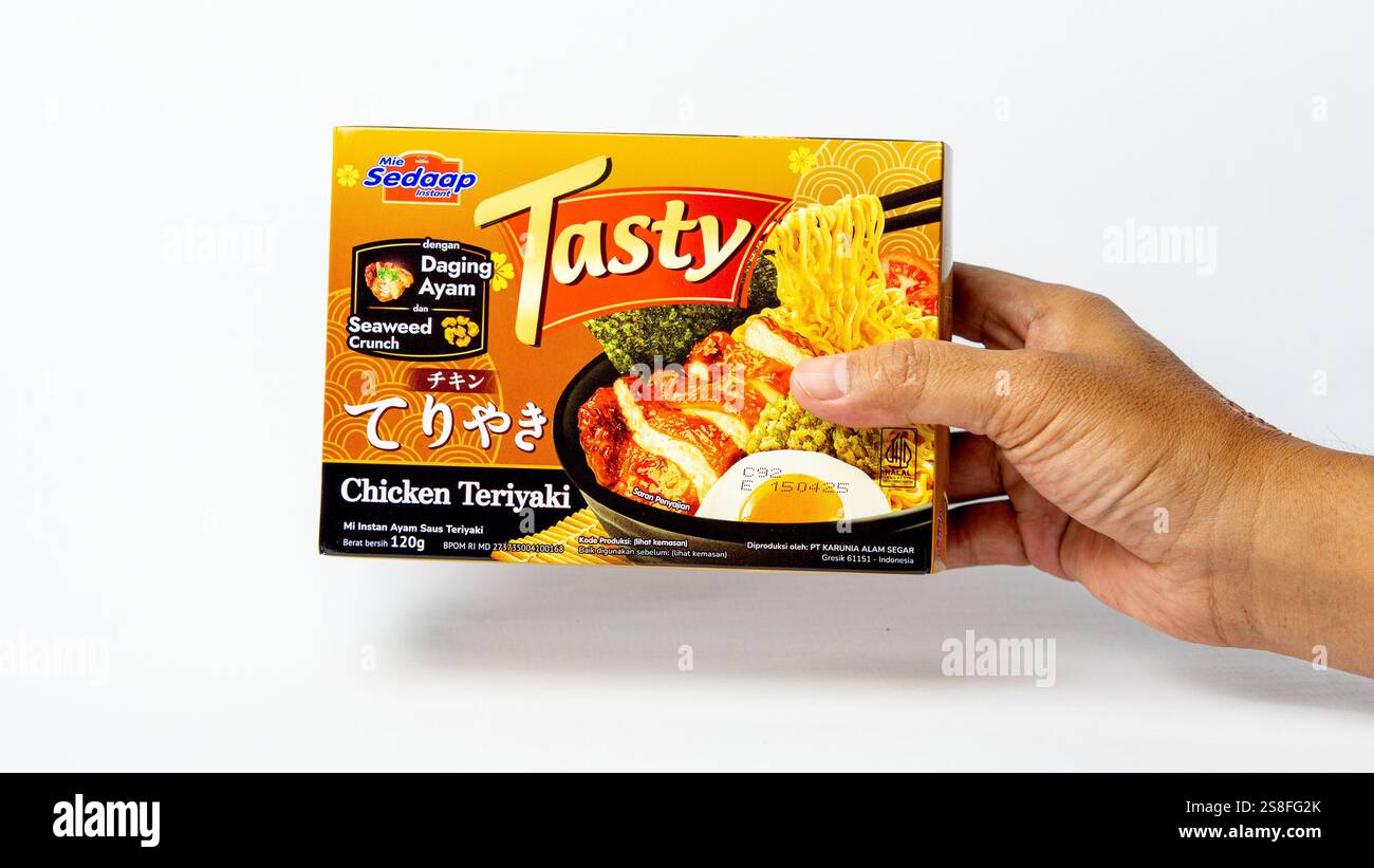 Mie Sedaap Tasty instant noodles in supermarket. Mie Sedaap is famous ...