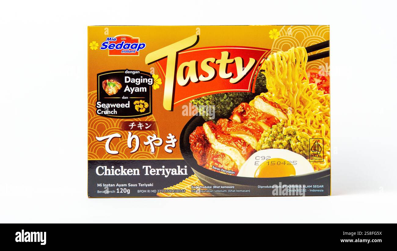 Mie Sedaap Tasty instant noodles in supermarket. Mie Sedaap is famous ...