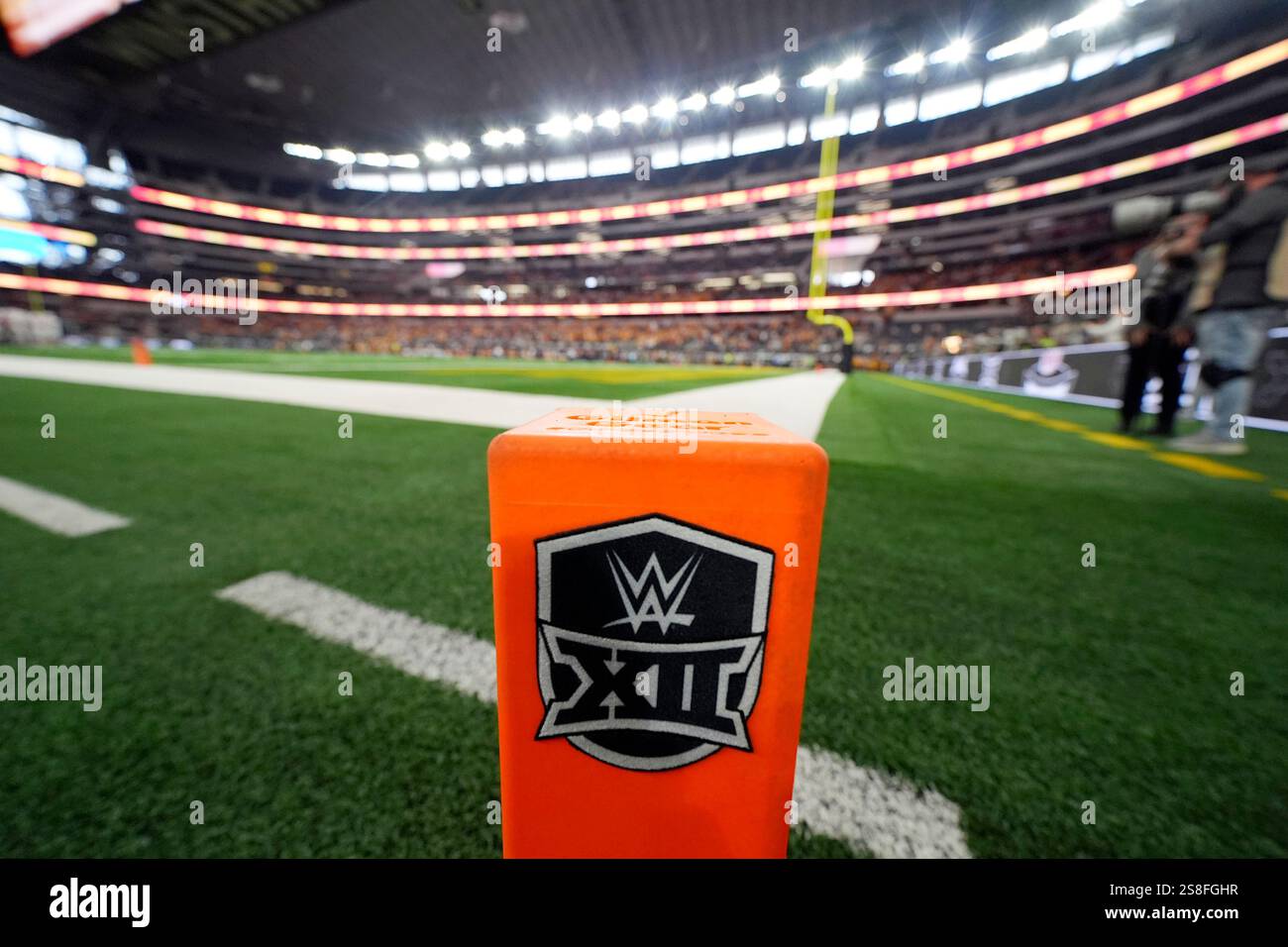 FILE - Big 12 Conference logo is displayed on a pylon during the Big 12 ...