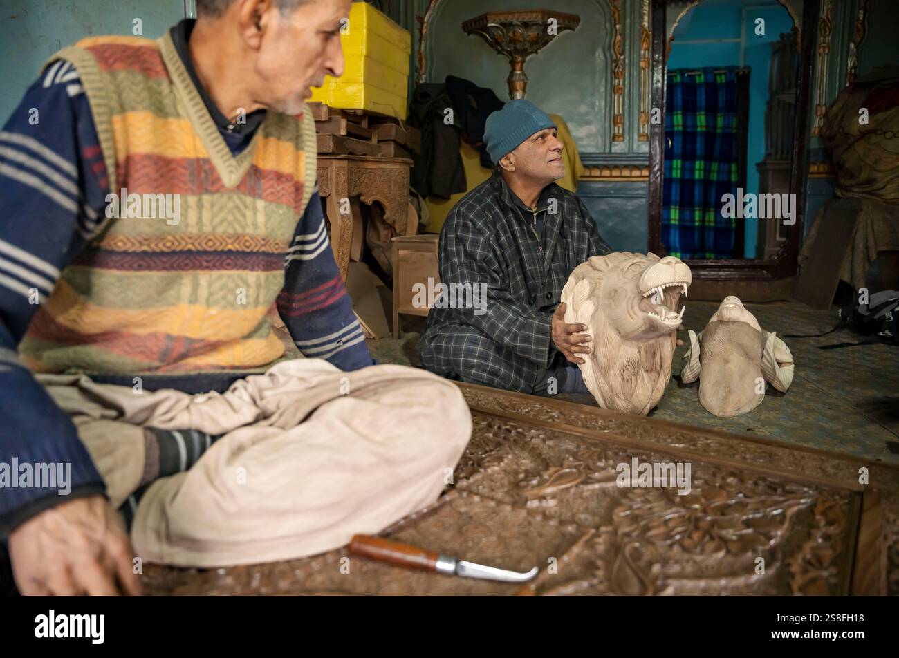 Mohammed Yousaf Muran showcases his handcrafted walnut wood sculptures ...