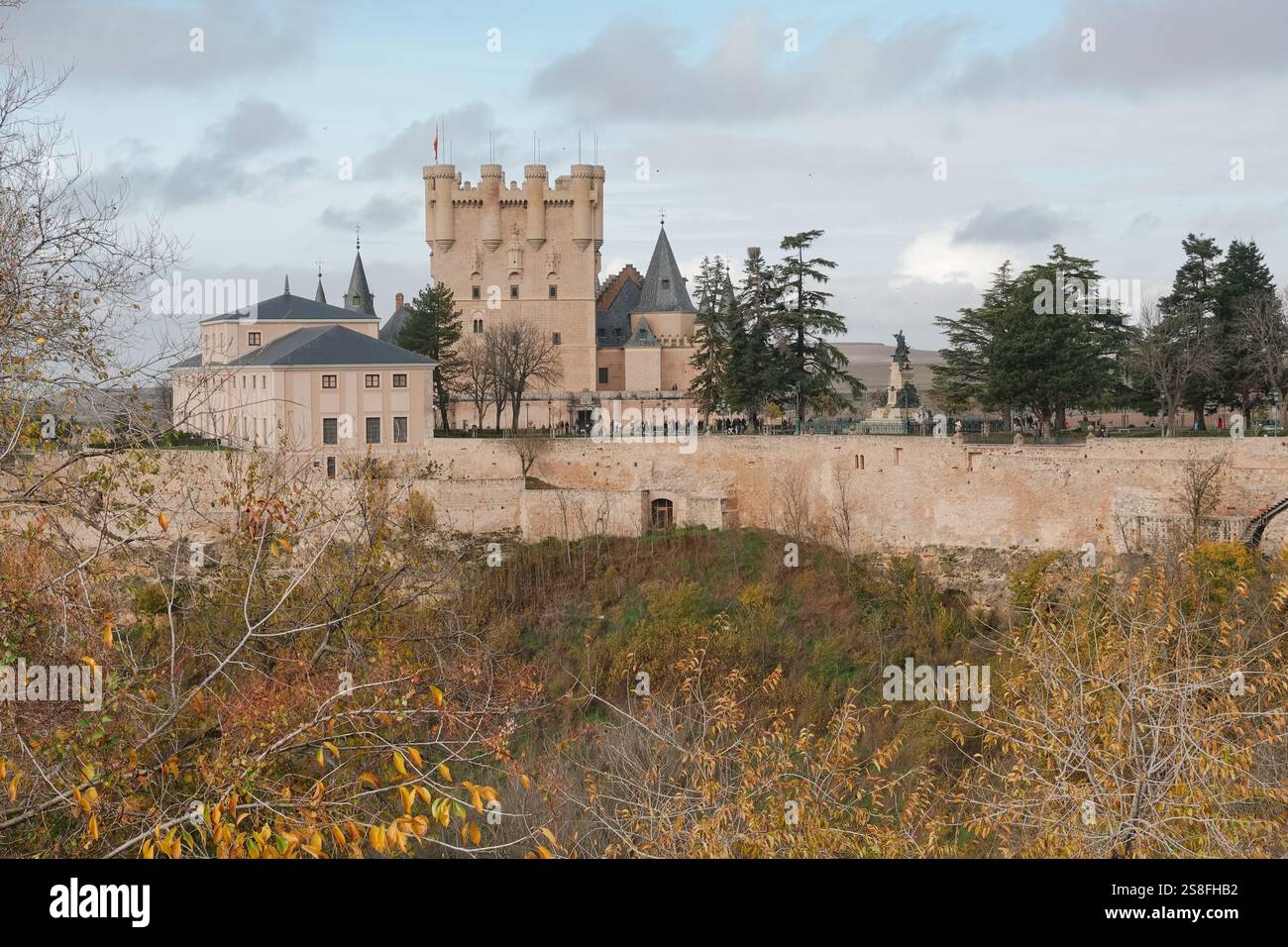 Exterior view of Alcázar de Segovia, a Romantic medieval castle in ...