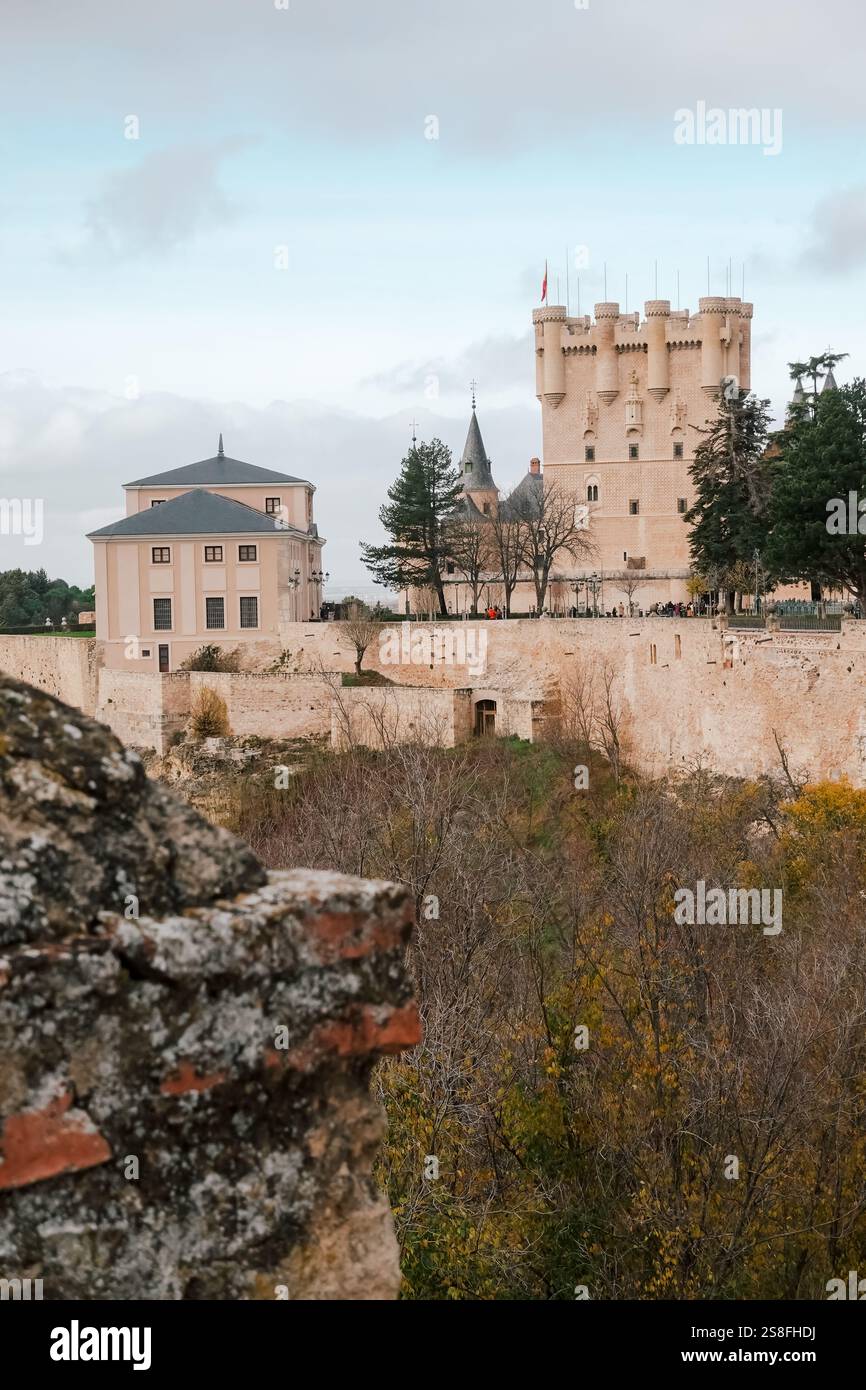 Exterior view of Alcázar de Segovia, a Romantic medieval castle in ...